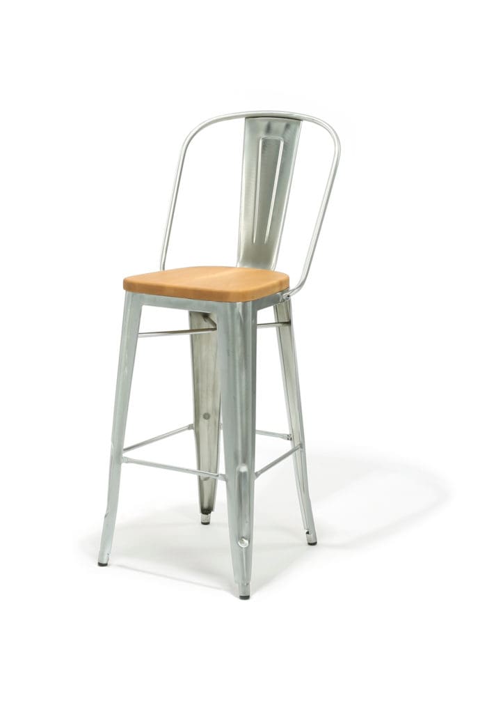 Stella High Back Stool with Large Wood Seat - Design Form Furnishings