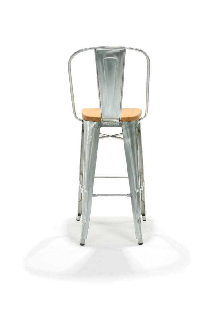 Stella High Back Stool with Large Wood Seat - Design Form Furnishings