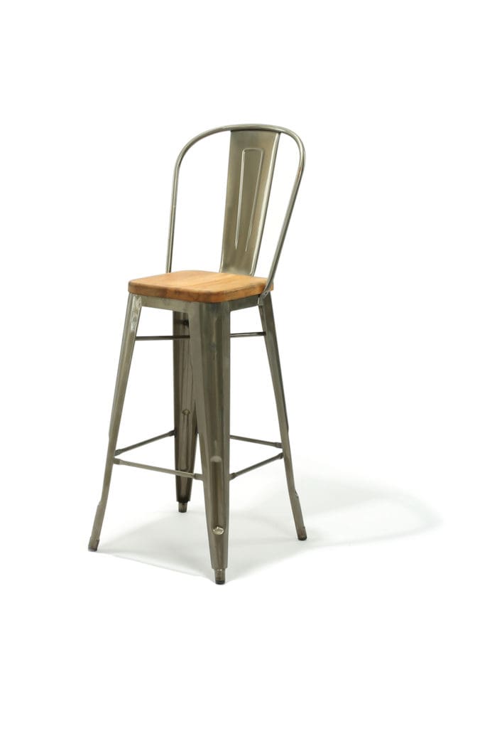 Street Stool with Wood Seat - Design Form Furnishings